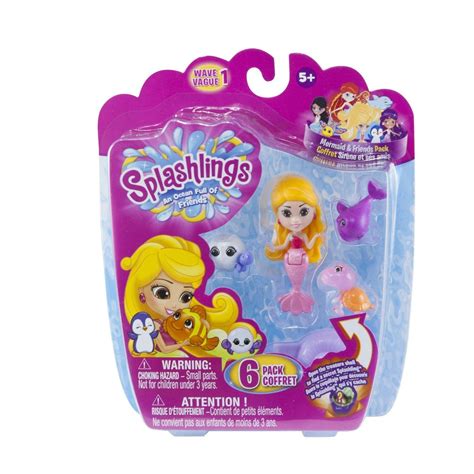 Splashlings Mermaid 6 Pack Playset One Mermaid Four Splashlings And One Treasure Shell Wave