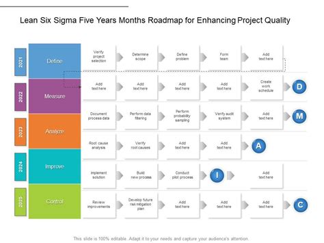 Lean Six Sigma Five Years Months Roadmap For Enhancing Project Quality Elem