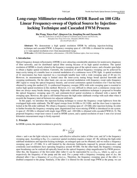 [pdf] Long Range Millimeter Resolution Ofdr Based On 100 Ghz Linear