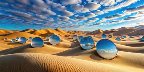 Desert Reflections A Surreal Landscape Of Circular Mirrors Reflecting A