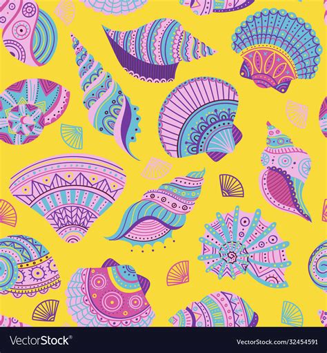 Colorful Seashells Seamless Pattern Royalty Free Vector Colorful Seashells Seamless Pattern Royalty Free Vector