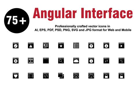Angular Interface Glyphs Icons Photoshop Graphics ~ Creative Market