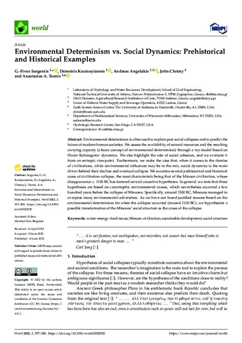 Pdf Environmental Determinism Vs Social Dynamics Prehistorical And Historical Examples