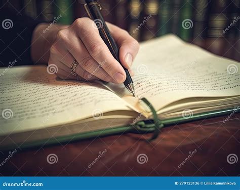 Hand Holding A Pencil Writing Student Studying In A Library Working