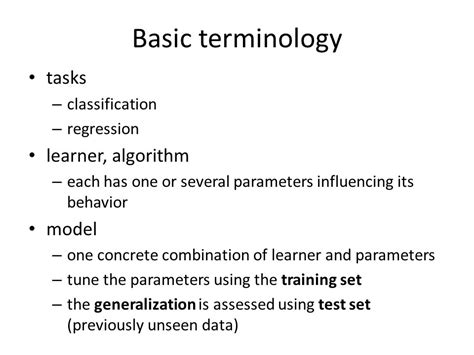 last lecture summary basic terminology tasks classification