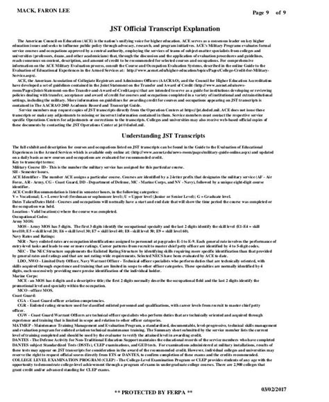 joint services transcript
