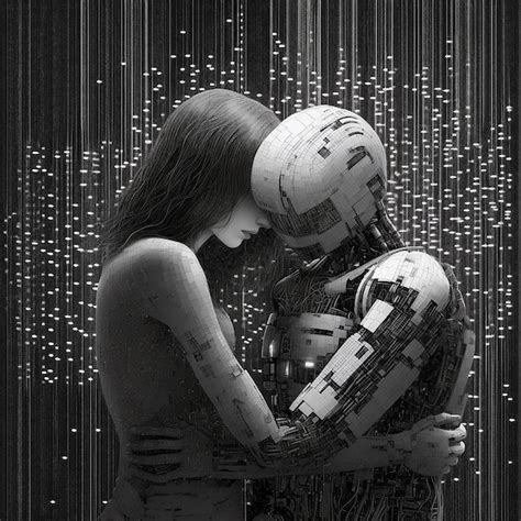 Premium Ai Image A Woman Hugging A Robot With The Word Quot On It Quot