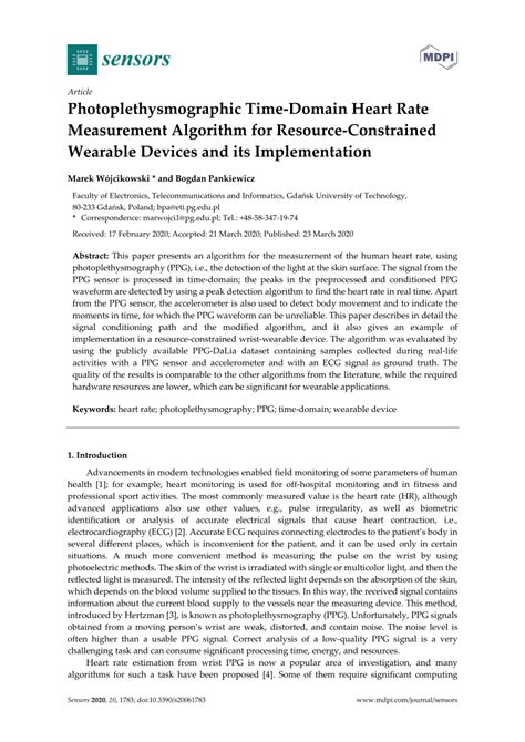 Pdf Photoplethysmographic Time Domain Heart Rate Measurement