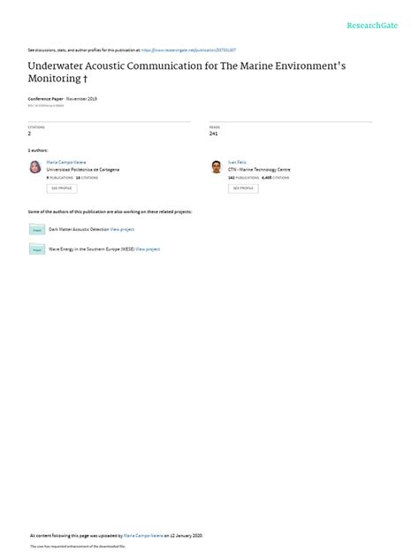 Underwater Acoustic Communication For The Marine Environments Monitoring Pdf Modulation Waves