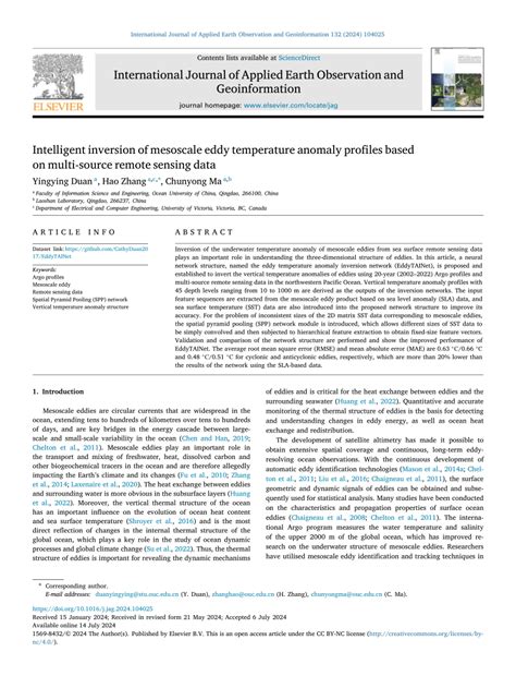 Pdf Intelligent Inversion Of Mesoscale Eddy Temperature Anomaly Profiles Based On Multi Source