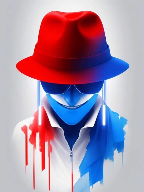Premium Ai Image Blue White And Red Hat Hacker Bright Theme