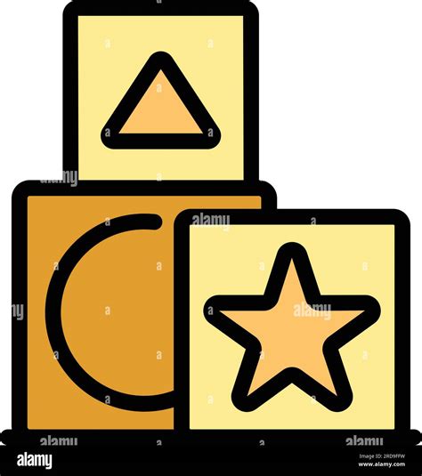 Cube Toy Motor Fine Icon Outline Vector Game Skills Play Education Color Flat Stock Vector