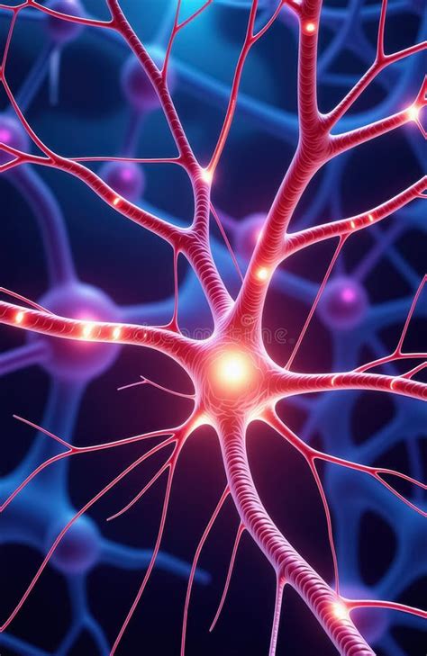 Vibrant Neural Network A Detailed View Of Brain Neurons And Synapses In Glowing Connectivity