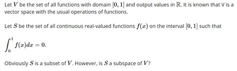 solved let v be the set of all functions with domain [0 1]