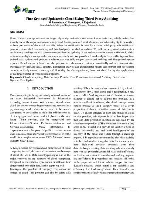 pdf fine grained updates in cloud using third party auditing