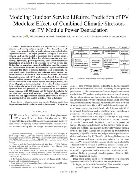 Pdf Modeling Outdoor Service Lifetime Prediction Of Pv Modules Effects Of Combined Climatic