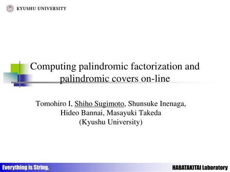 Ppt Computing Palindromic Factorization And Palindromic Covers On Line Powerpoint Presentation
