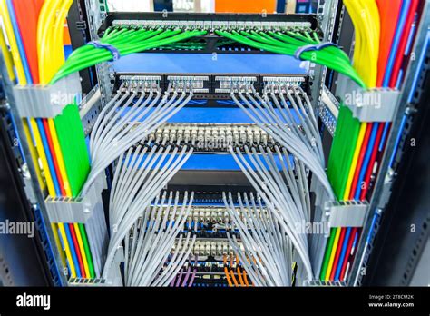 Network Cables Connected To Switch Stock Photo Alamy