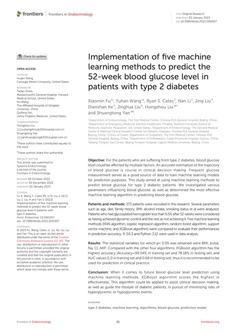 Pdf Implementation Of Five Machine Learning Methods To Predict The 52