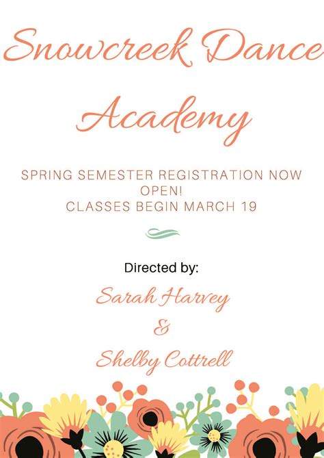 Spring Semester Registration Snowcreek Athletic Club