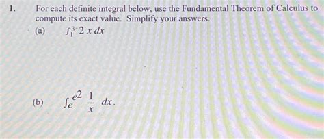 Solved For Each Definite Integral Below Use The Chegg
