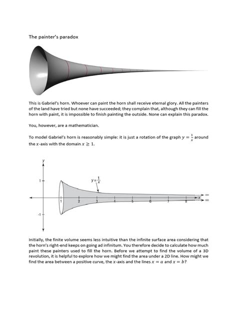 Gabriels Horn Volume And Surface Area Pdf Area Infinity