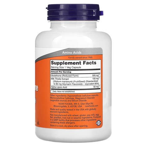 Now Foods Glutathione 500 Mg 120 Veg Capsules Fruugo Uk