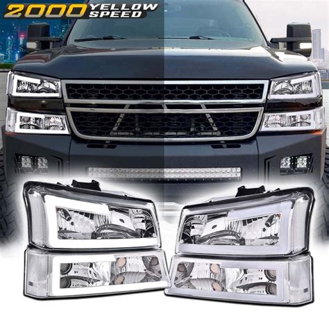For 03 07 Chevy Silverado Avalanche Led Drl Headlight Bumper Lamps