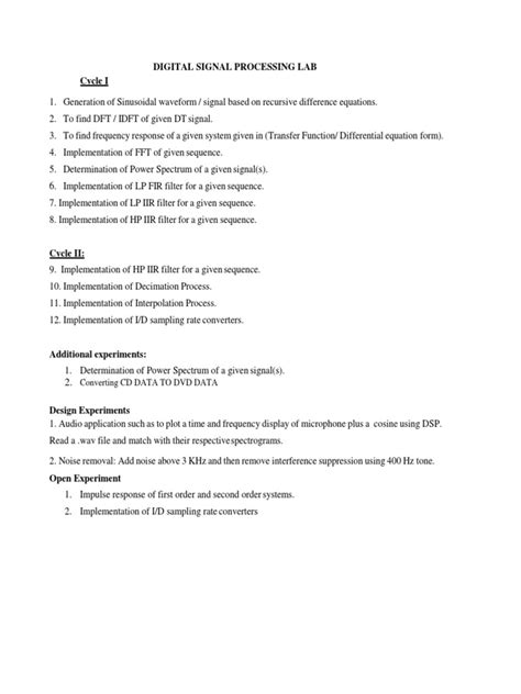 dsp lab file pdf discrete fourier transform fast fourier transform