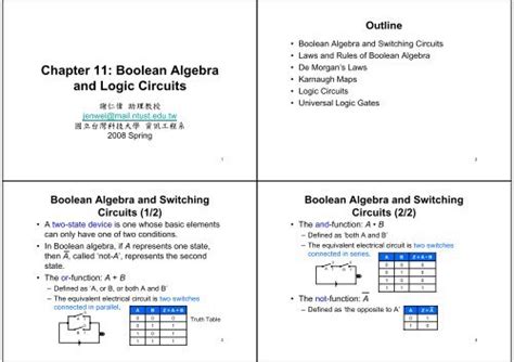 Chapter 11 Boolean Algebra And Logic Circuits 國立台灣科技大學