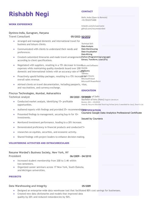 Data Analyst Intern Template 17 Contact Delhi India Open To