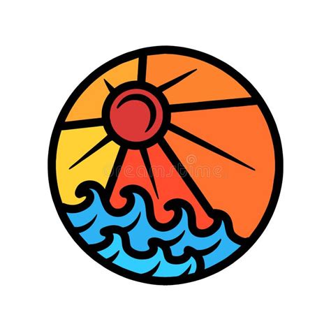 Colourful Ocean Logo Vector Design Illustration Emblem Stock Vector Illustration Of Line