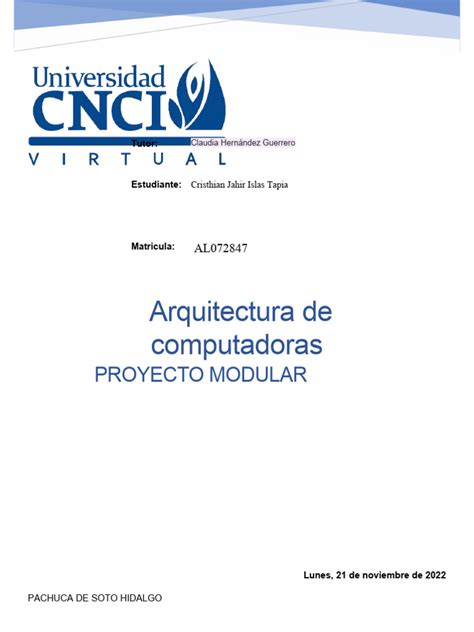 Arquitectura De Computadora Proyecto Modular Pdf
