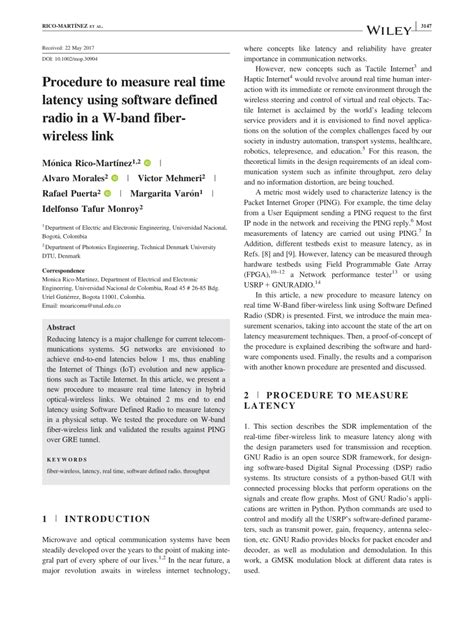 pdf procedure to measure real time latency using software defined
