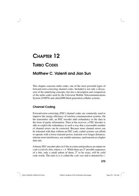 Pdf Hapter 12 Semantic Scholar Dawn Of Turbo Codes Amajor