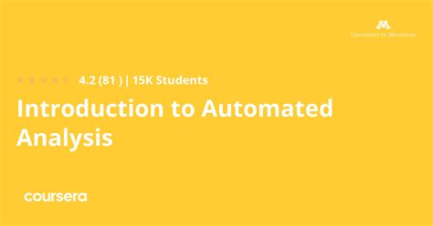 Introduction To Automated Analysis Coursera