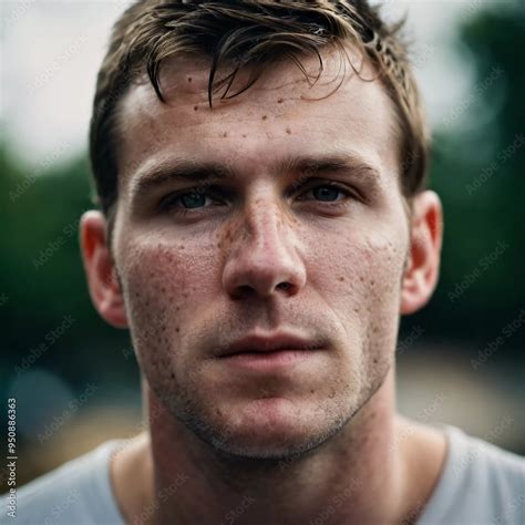 A Close Up Of A Man Showing A Rash On His Face With Pimple Spots