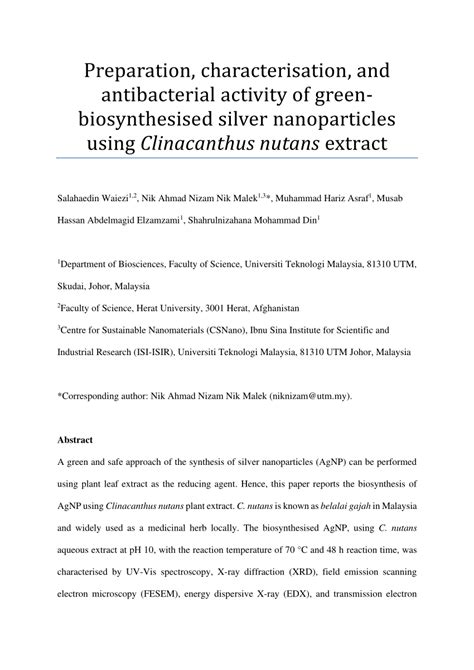 Pdf Preparation Characterisation And Antibacterial Activity Of