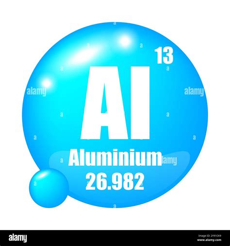 Aluminium Element Icon Atomic Number 13 Atomic Mass 26982 Blue Spherical Shape Stock Vector