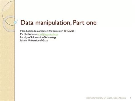 PPT Data Manipulation Part One PowerPoint Presentation Free Download ID