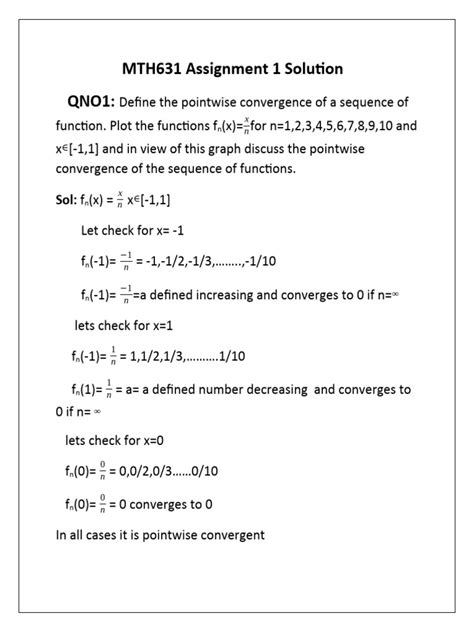 mth631 assignment 1 solution pdf sequence function mathematics