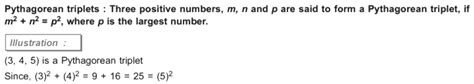 WHAT ARE PYTHAGOREAN TRIPLETS