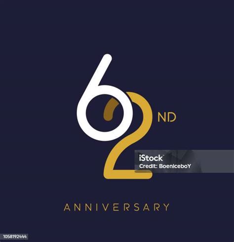 간단한 모노 그램 색상 번호 62 주년 기념 Logooverlapping입니다 인사말 카드 및 초대장 카드를 위한 디자인 벡터 공휴일에 대한 스톡 벡터 아트 및 기타 이미지