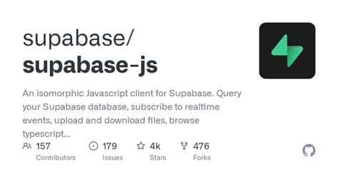 Github Supabasesupabase Js An Isomorphic Javascript Client For Supabase Query Your Supabase