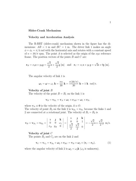 B2 Velocity And Acceleration Analysis Example Pdf Velocity