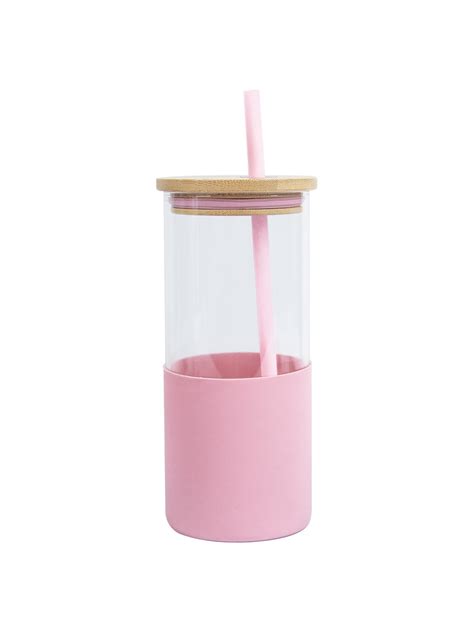 Borosilicate Glass Sipper With Straw 350 Ml Assorted Color Von Casa