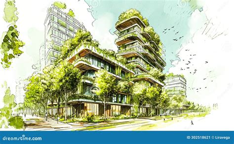 Building Sketch Biophilic Architecture Concept Stock Image Image Of Sketch Construct 302518621