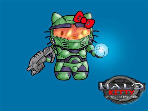 Halo Kitty By Derangedmeowmeow On Deviantart Hello Kitty Wallpaper