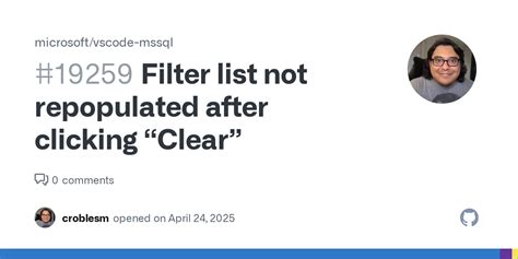 Filter List Not Repopulated After Clicking “clear” · Issue 19259