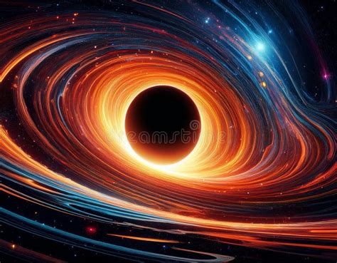 Artistic Black Hole With Swirling Accretion Disk Stock Illustration